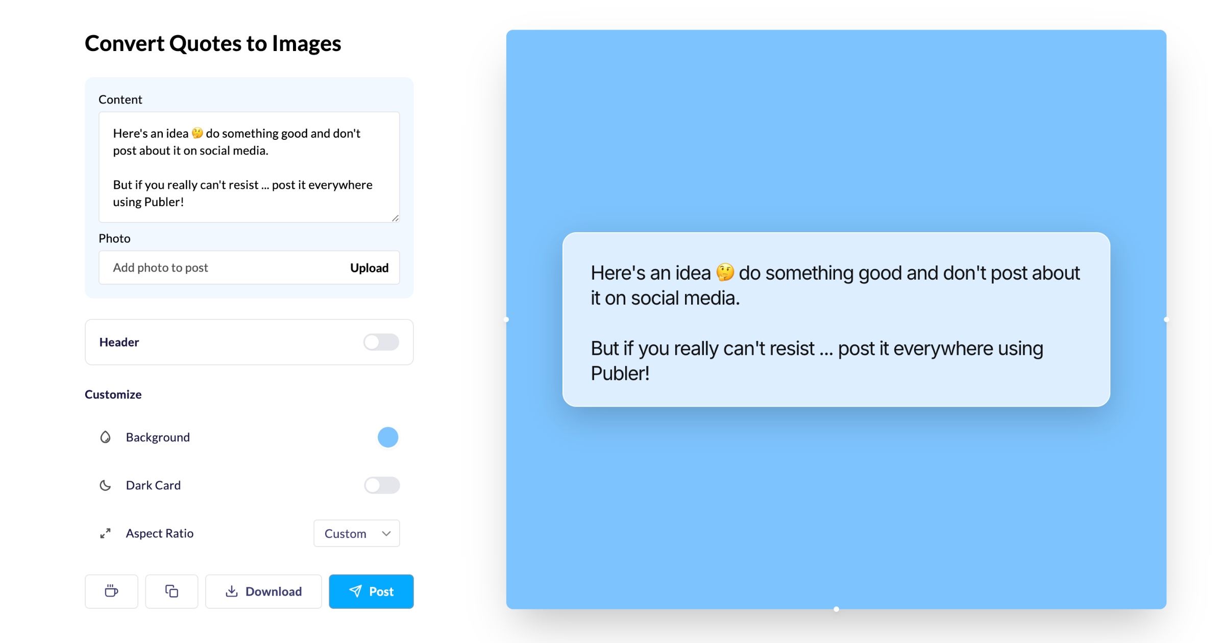 Convert Quotes to Images | Free Tool by Publer